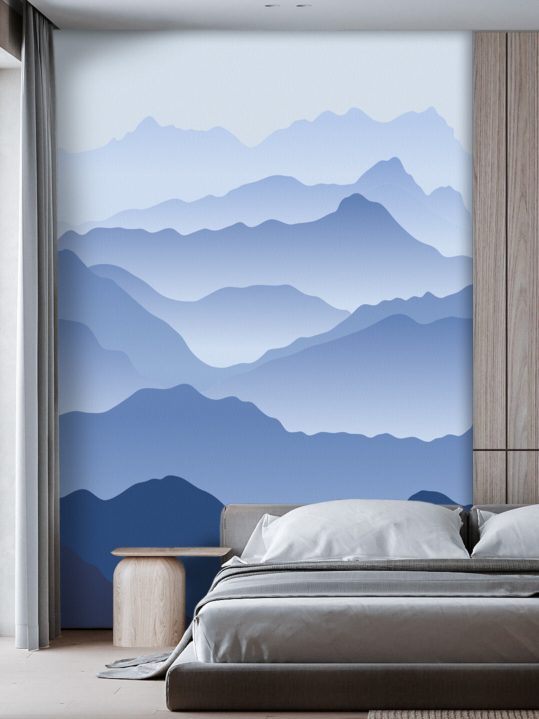 Фотообои 200 х 270 см "Горы силуэт"/ Обои на стену, в гостиную, спальню, для кухни, в зал