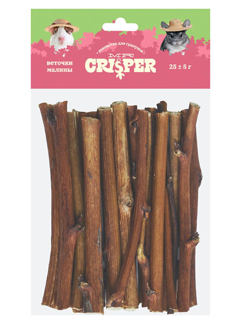 MR.Crisper Лакомство для грызунов Веточки малины, 12 шт, 25г 0.025 кг