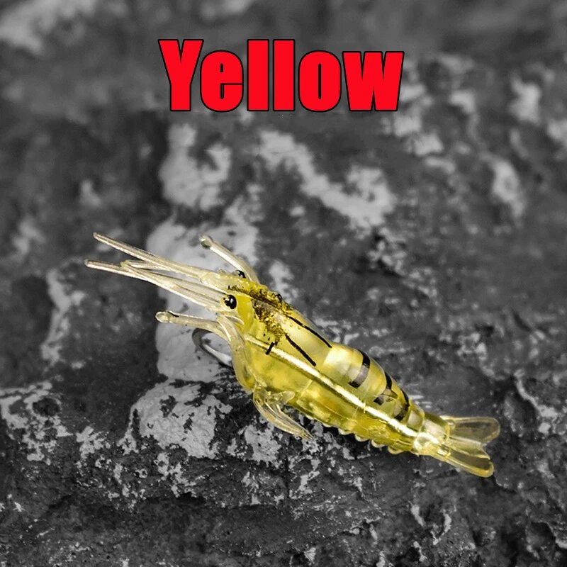 Искусственные приманки креветки, силиконовые, светящиеся, 50 шт. 40PCS, YELLOW