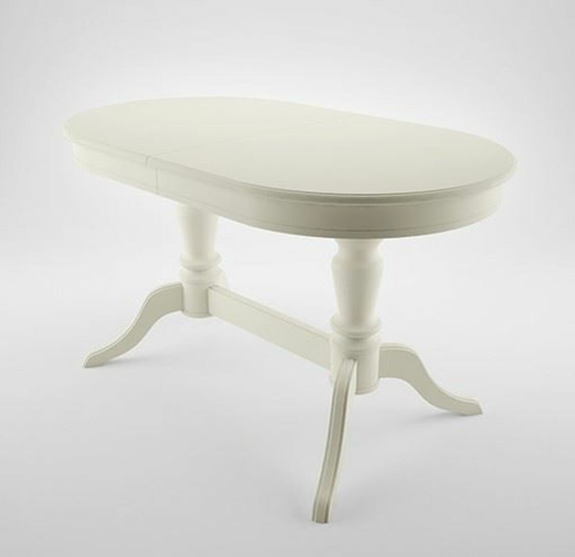 Стол обеденный раздвижной Орфей-2 деревянный овальный 140(180)х80 см, цвет эмаль 11 слоновая кость, шпон бук