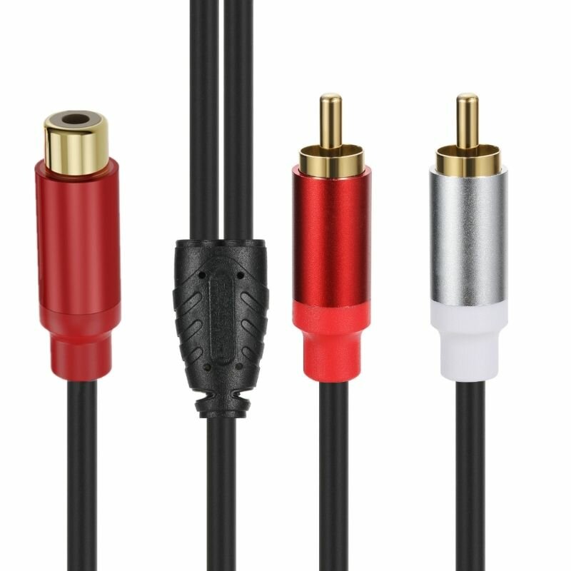 Позолоченный RCA кабель 1 на 2, 3.5 мм разветвитель для усилителей, домашних кинотеатров, - Female to male