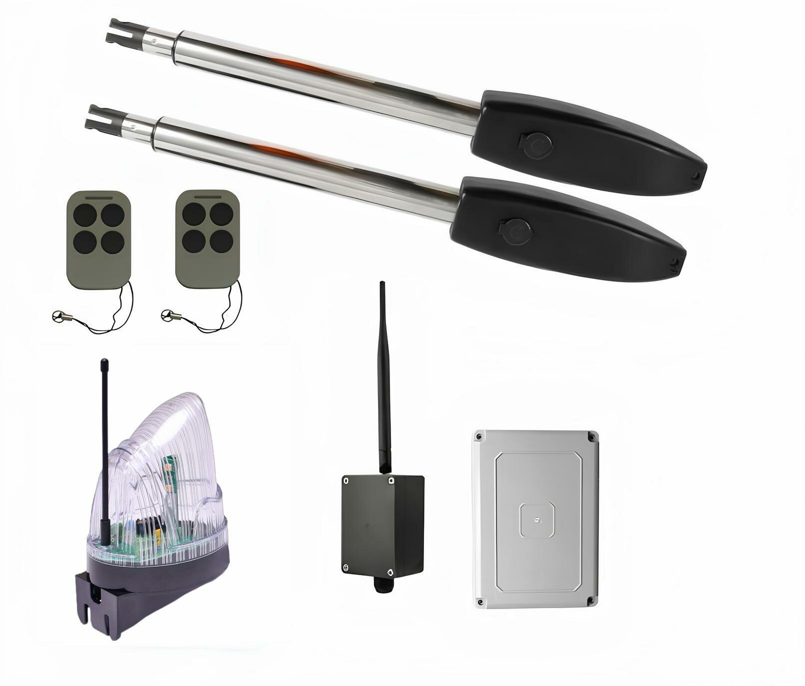 Автоматика для распашных ворот KSW-2500 L-5K-BT, комплект: 2 привода, блок управления, 2 пульта, лампа, Bluetooth-модуль