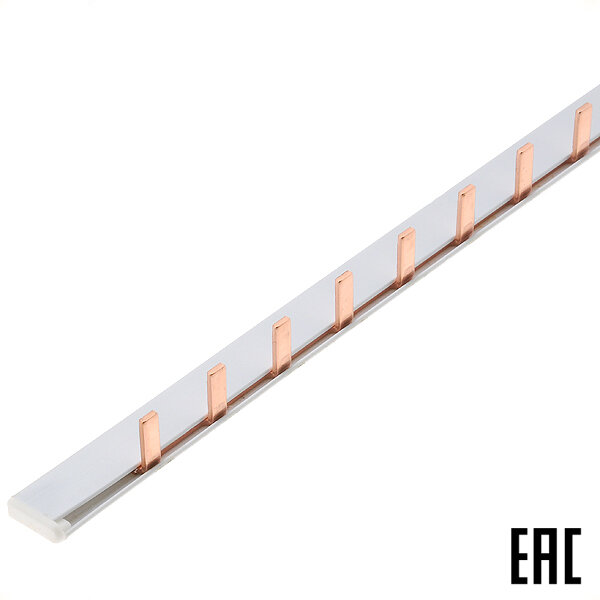 Шина-гребенка 11-2241 1P 63А pin на 54 модуля - 1 метр, шаг 18 мм REXANT