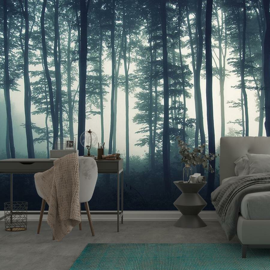 Фотообои Лес в тумане 9-1132-S-Холст 270 x 200 см (ВхШ) Бесшовные, флизелиновые, влагостойкие обои