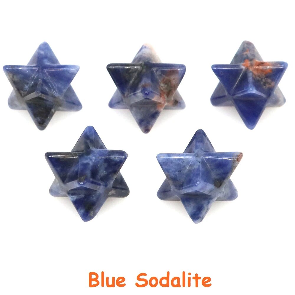 Кристаллы Меркаба Звезды Рейки, набор из 1 штуки Синий, 5 PCS, Blue Sodalite