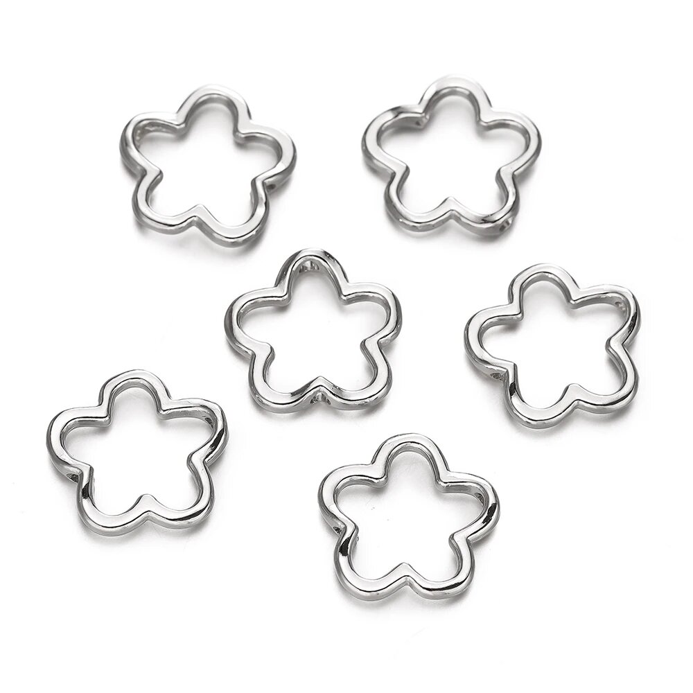 Подвески цветок Rhodium, 10 шт.
