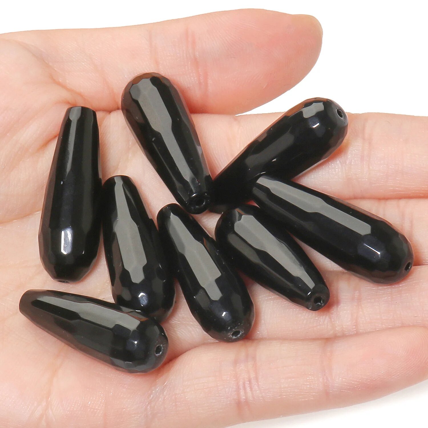 Бусины Diy лабрадорит лазурит халцедон 10x30 мм Черный, faceted black agate