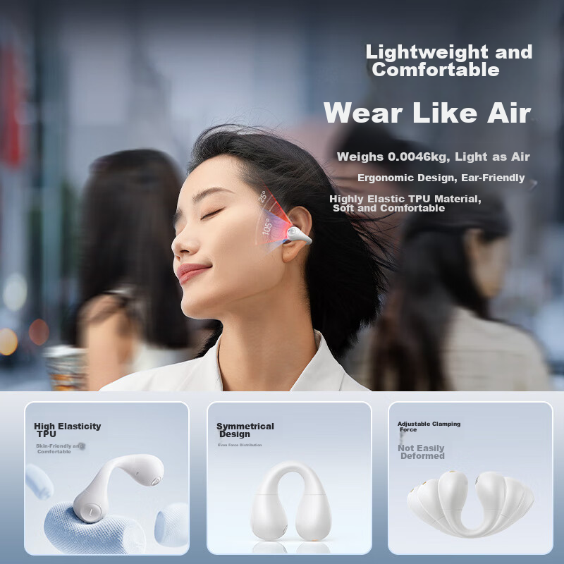 Беспроводные наушники Baseus AS01 Bluetooth Ear Clip, цвет White