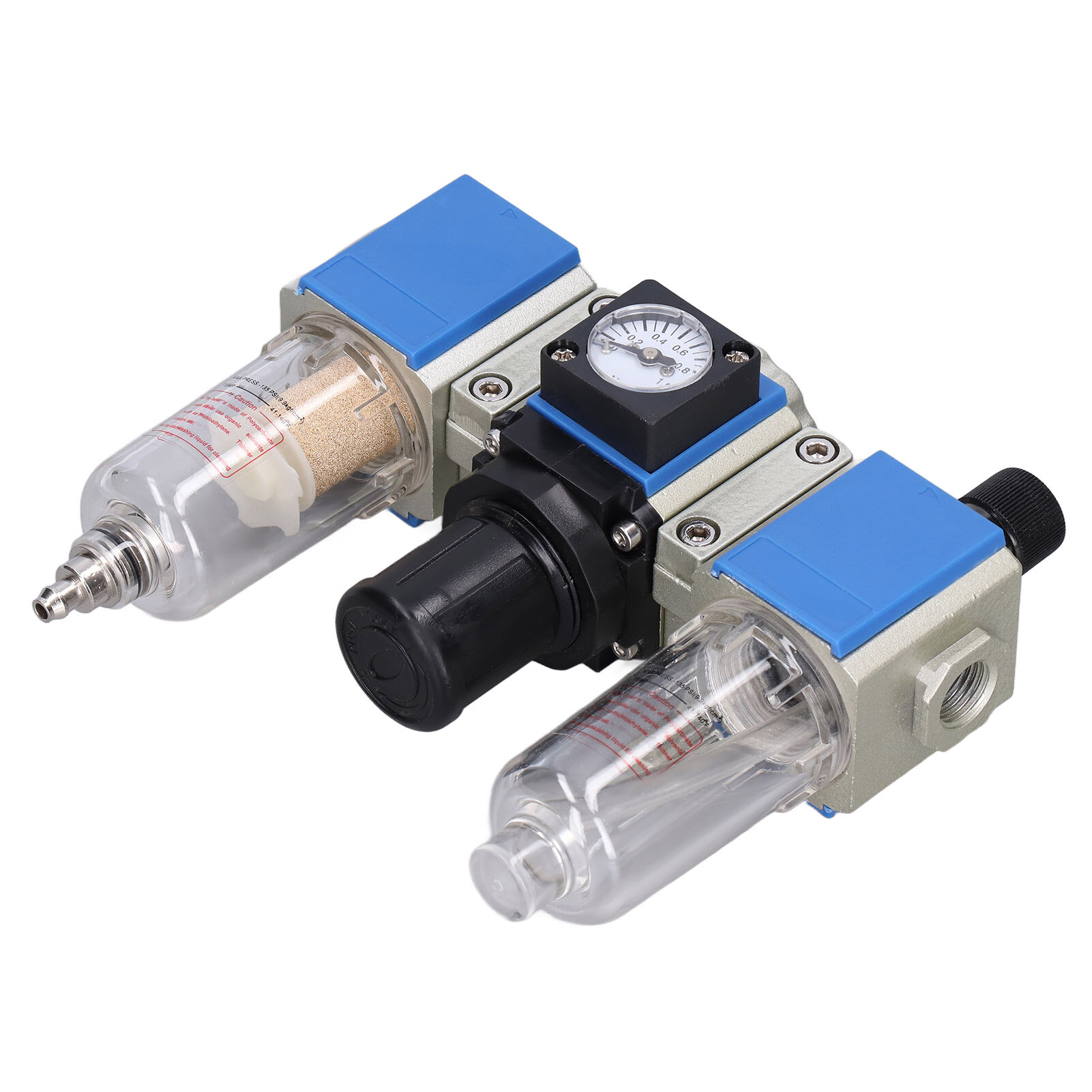 Компрессорный фильтр-регулятор-маз комбо сепаратор воды и масла 3 в 1 3 единицы GC200-08 из алюминиевого сплава с диаметром подключения PT1/8 PT1/4, фильтрующим элементом 40μm или 5μm, диапазоном рабочего давления 0.15-0.9Mpa (автоматическое и