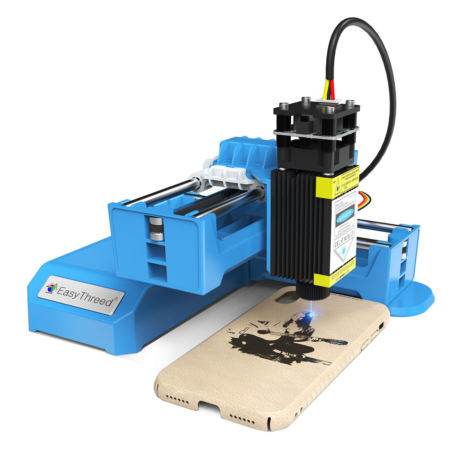 Мини-лазерный гравер Easythreed ETLR001 мощностью 0,5 Вт с синим лазером, беспроводным управлением через приложение, подключением по Bluetooth и USB, простотой установки, скоростью гравировки 300 мм/мин, областью гравиро