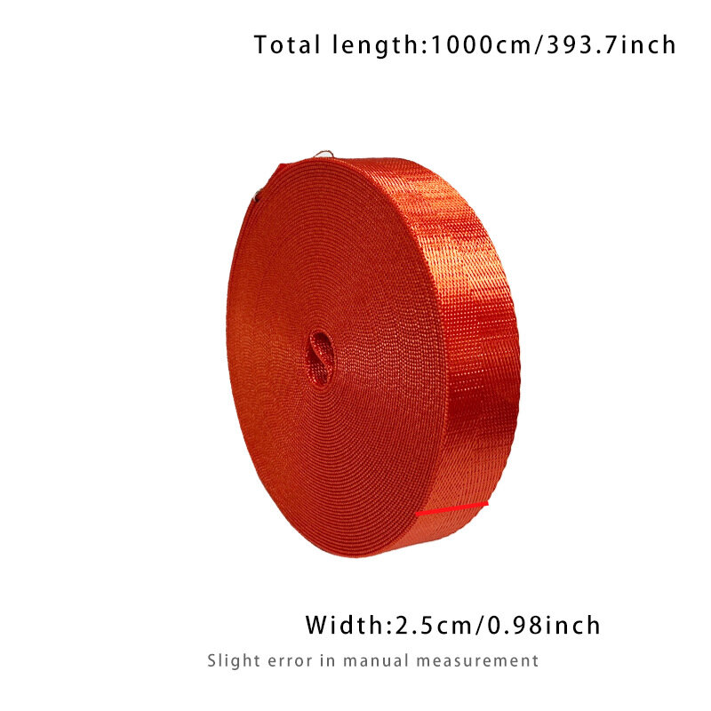 Рулон ленты Big Red, искусственный нейлон, 10 м, 2,5 мм, 900D, шифрование в елочку