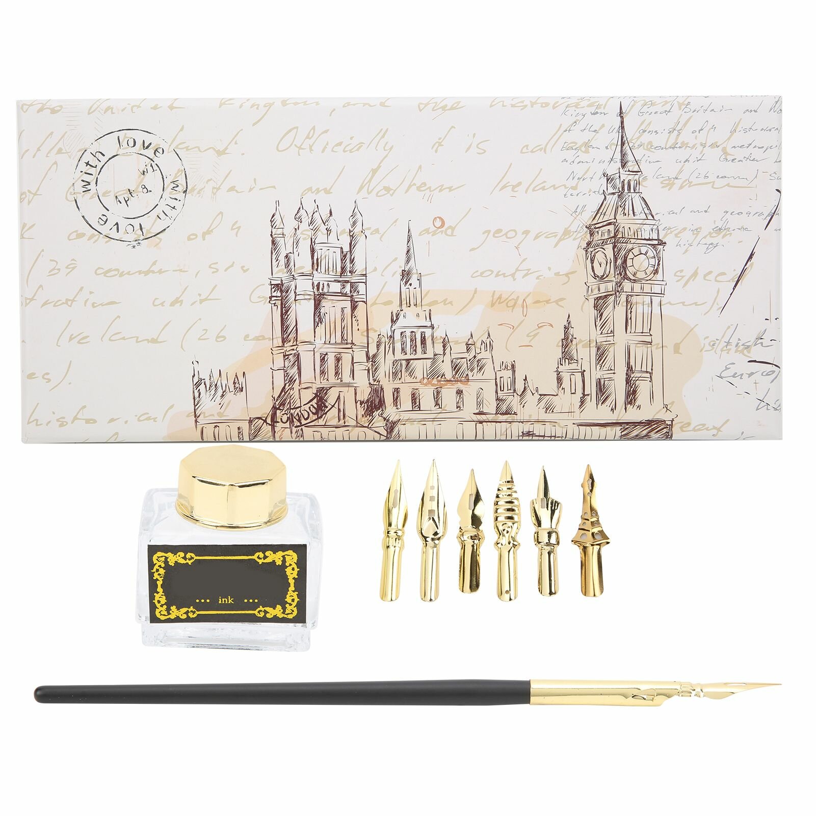 Набор золотых ручек для каллиграфии с ретро-цветочным дизайном, прочная нескользящая ручка, идеально подходит для учителей, пожилых людей и влюбленных, идея подарка для особых случаев