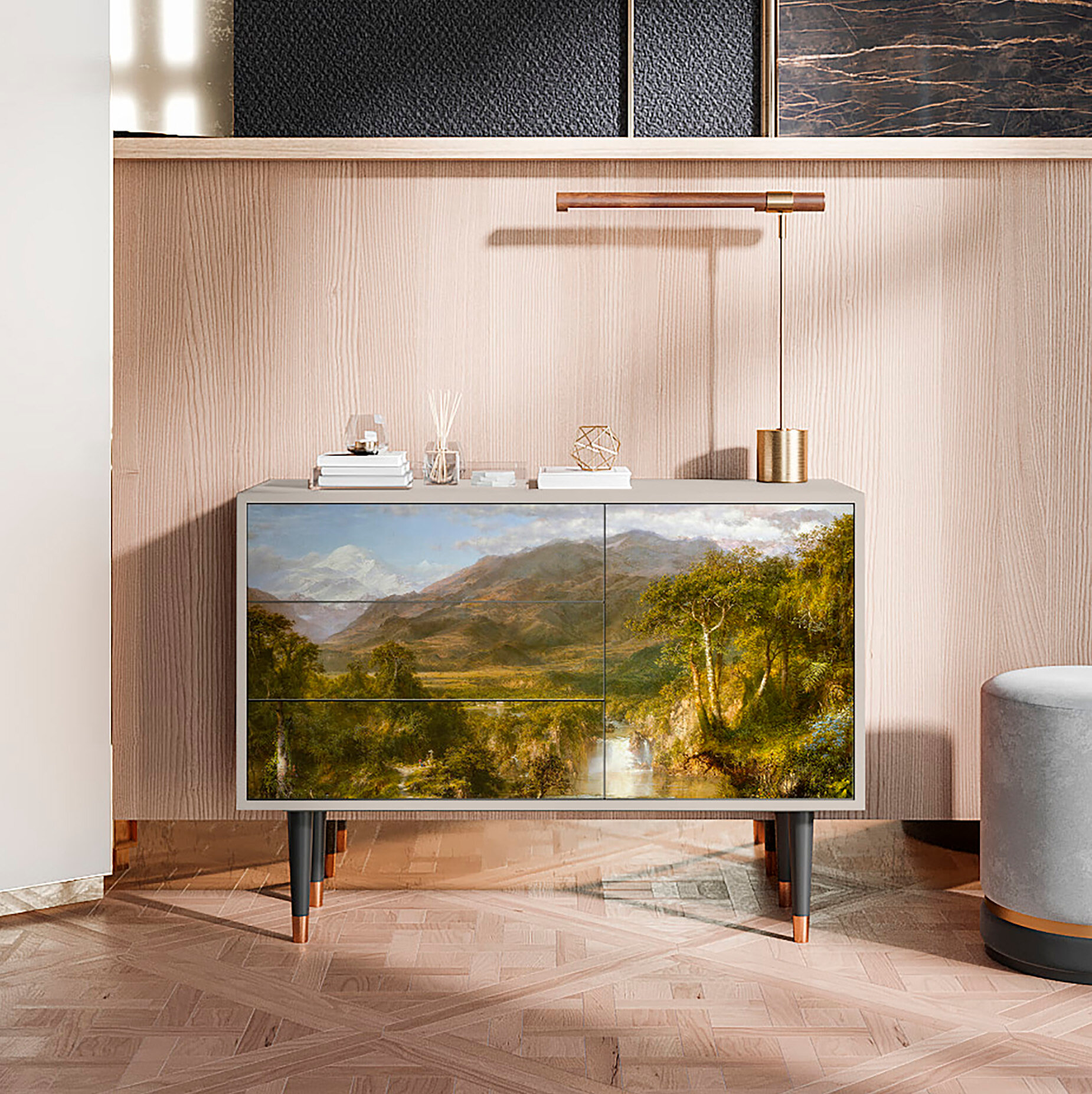 Комод - STORYZ - S3 The Heart of the Andes by Frederic Edwin Church, Размер - 115 x 84 x 41 см, Цвет корпуса - , Сатин
