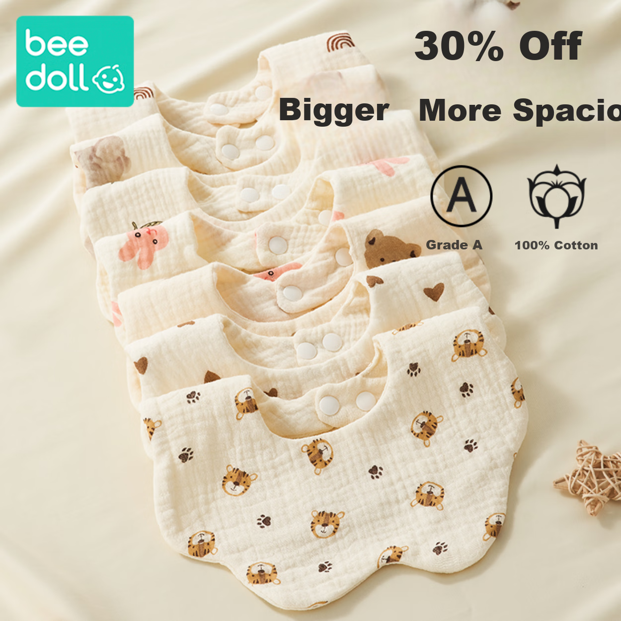 Beedoll детский слюнявчики 100% хлопок Waterproof Gauze Mouth Cloth детский Anti - spitting Milk слюнявчики младенец