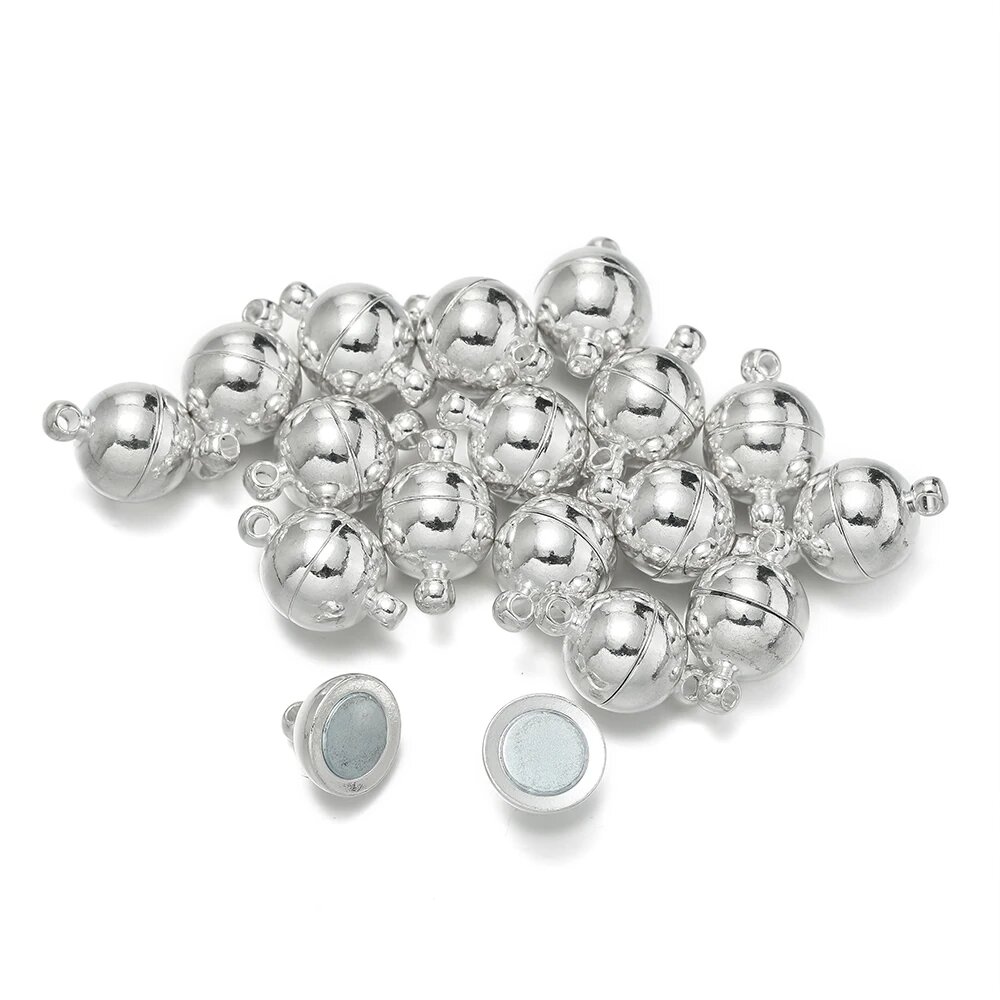 Магнитные застежки AGCFABS 6 мм/8 мм/10 мм Серебряный, 8mm, Silver