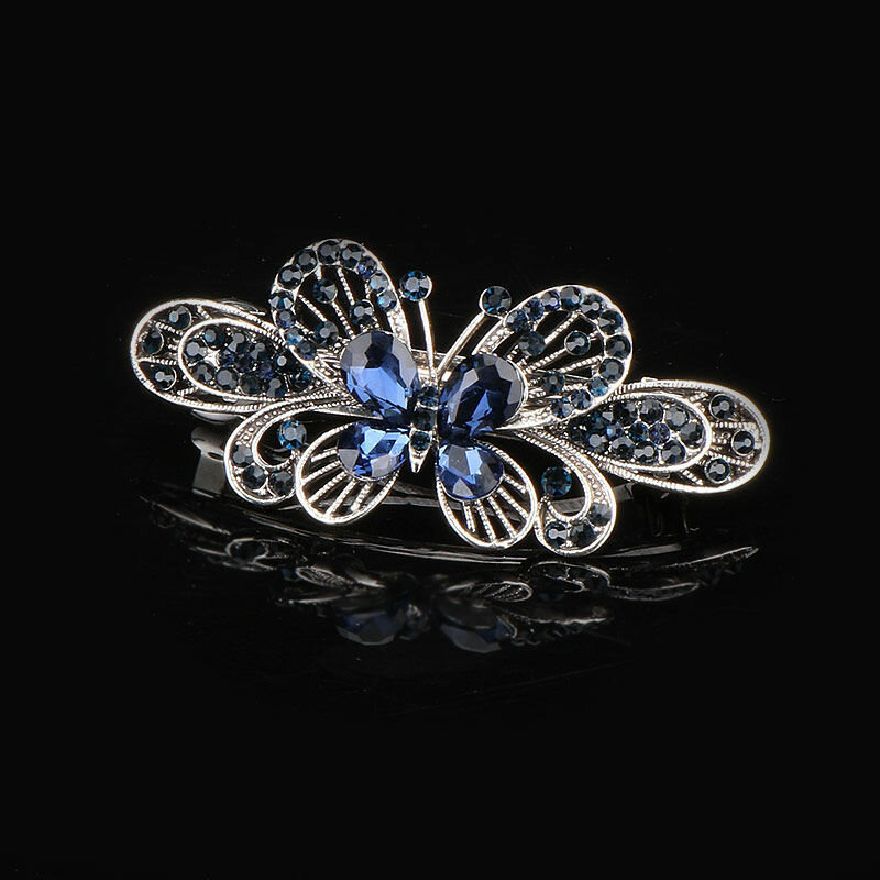 Зажим для волос "Бабочка E23", горный хрусталь