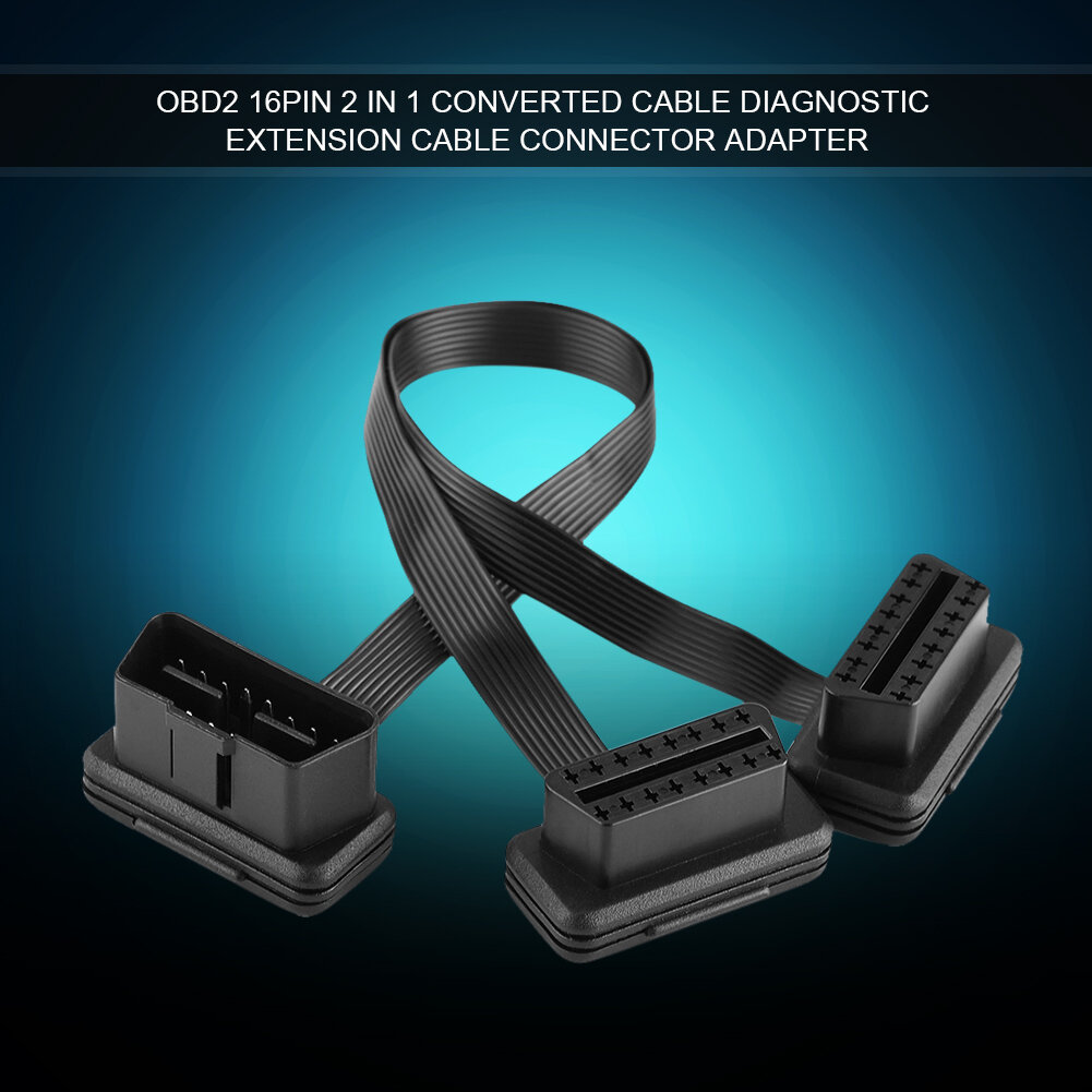 OBD2 16-контактный удлинительный кабель преобразователя 2-в-1 диагностический адаптер для простого подключения