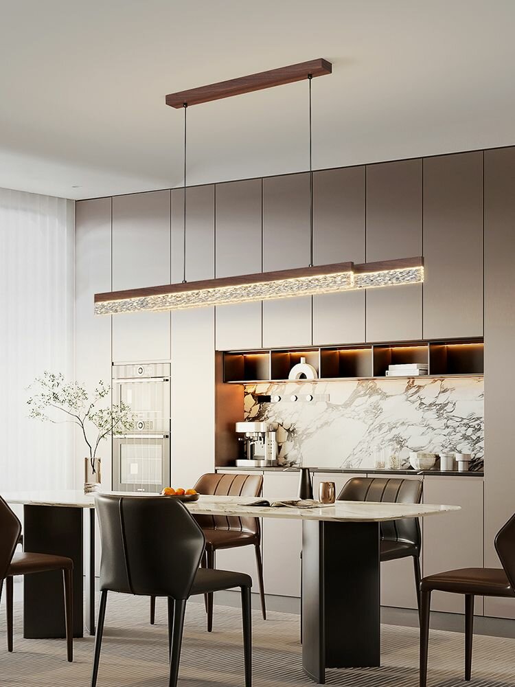 Люстра для столовой. люстры потолочная светодиодная с пультом, Cassina Y02-2 /24 Вт. Длина 1000 мм. Цвет ореха.