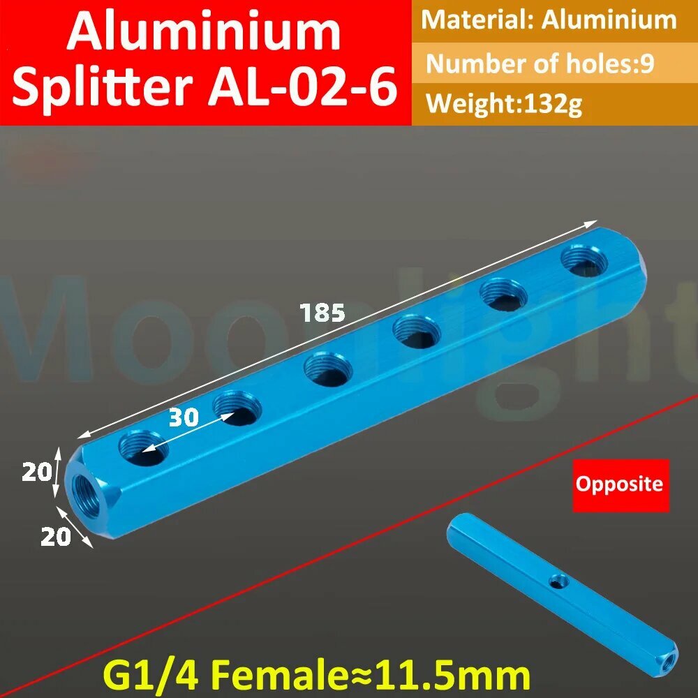 Алюминиевый пневматический распределитель 1/4" AL-02-6P