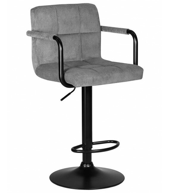 Стул барный DOBRIN KRUGER ARM BLACK LM-5011_blackbase, вельвет серый