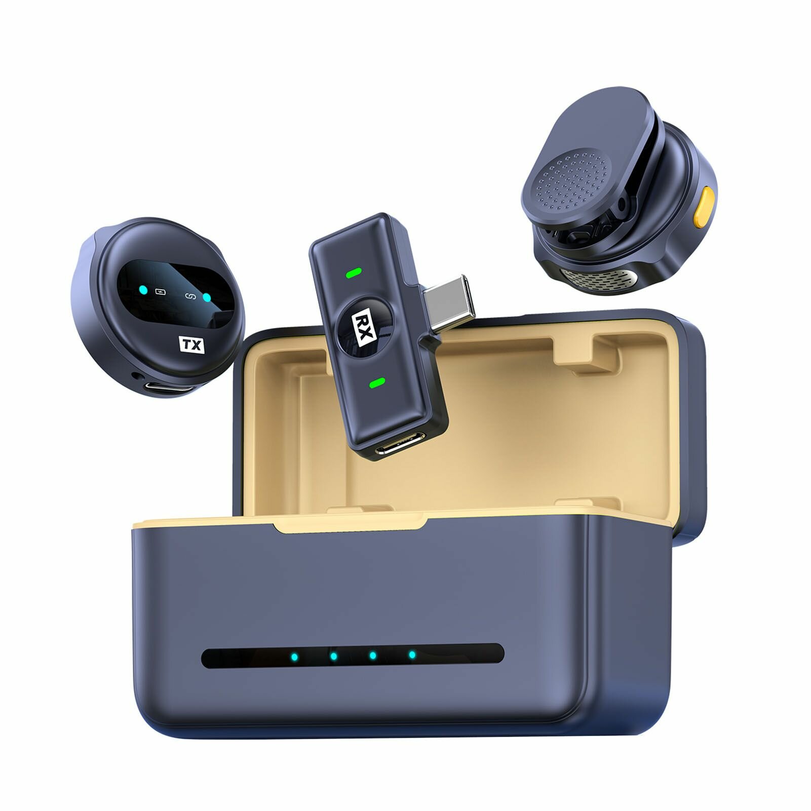 Беспроводной микрофон 2,4G, зажим для микрофона для Android-смартфона, диапазон 50 м, шумоподавление, чехол для зарядки аккумулятора Type-C