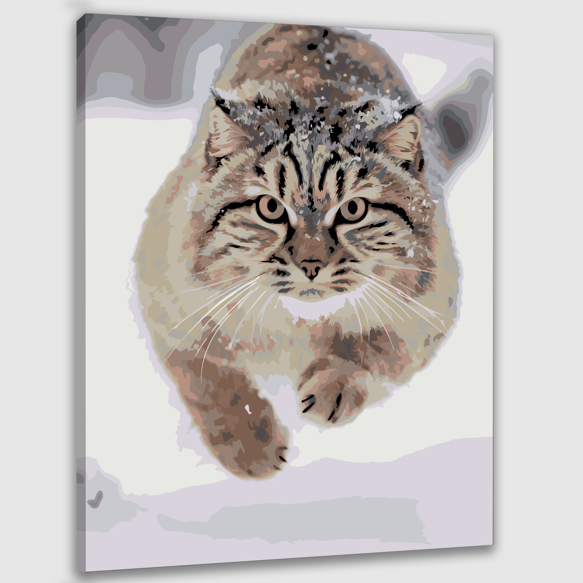 Картина по номерам 40x50 см, манул, ловкость, подпрыгивает, воздух, заснеженный пейзаж, глаза, решимость, f, 4