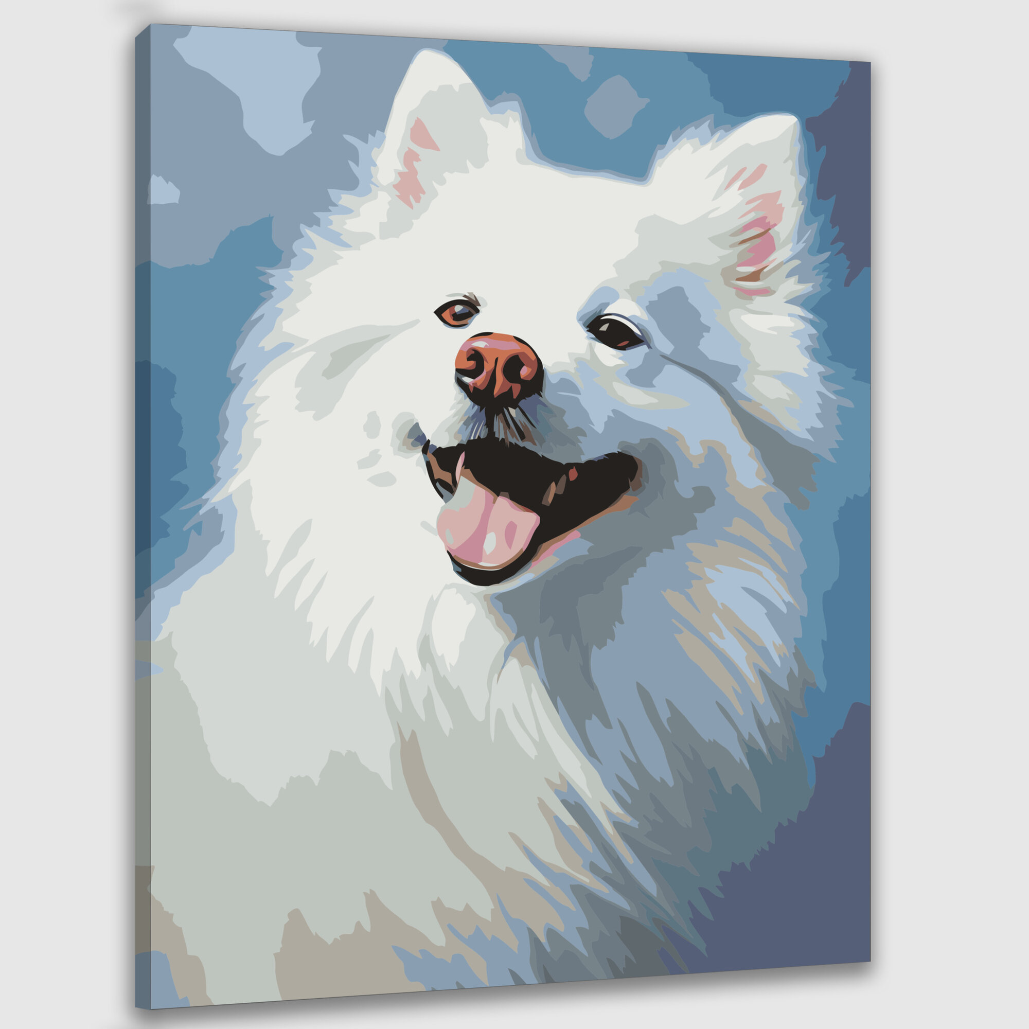 Картина по номерам 40x50 см, картина, масло, шпиц, белый, глаза, любопытство, интеллект, текстура, шерсть, цвета, фон