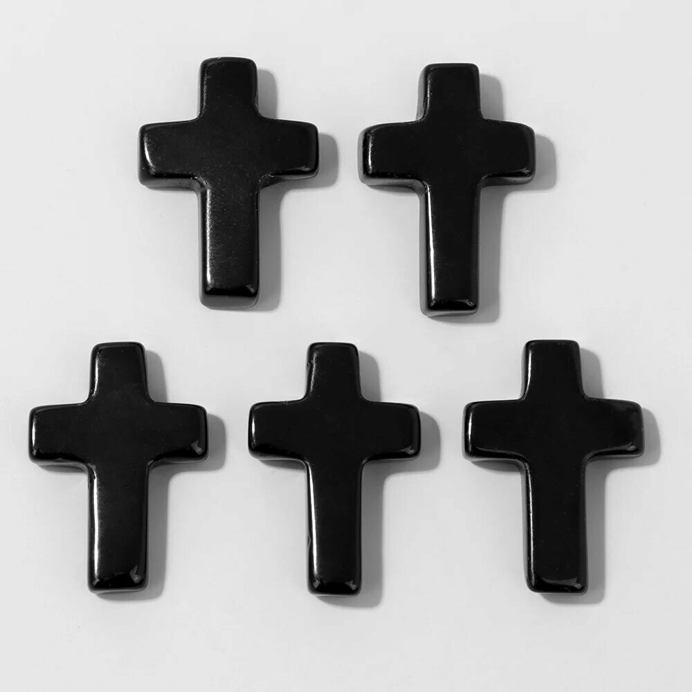 Натуральные камни кресты тигровый глаз, кровяной камень, розовый кварц Черный, NO.8 Obsidian