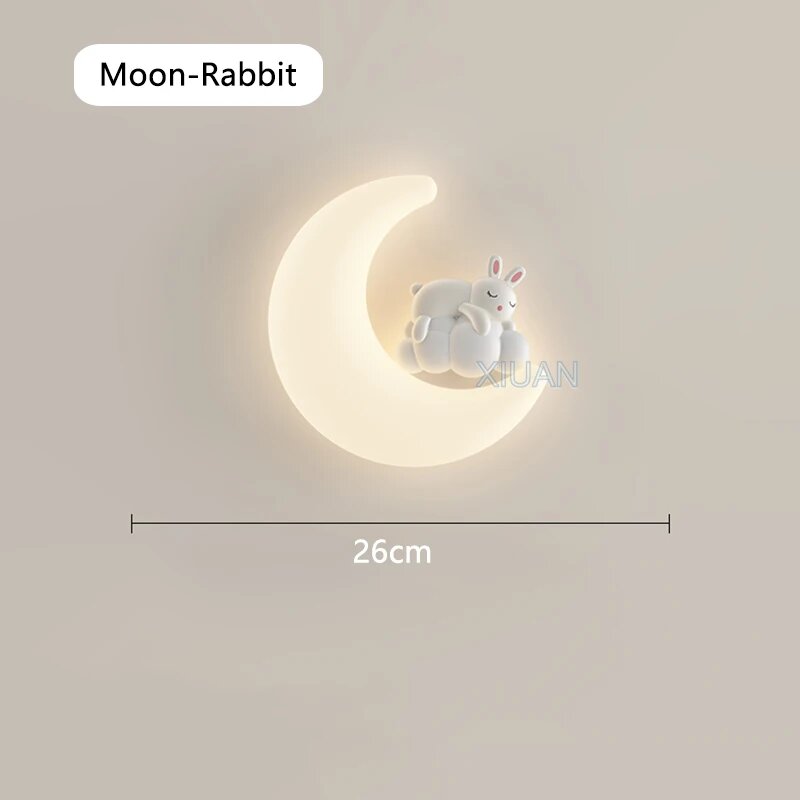 Настенные светильники XIUAN в виде облаков для детей, Remote Control, 3 Color Temperature, Moon Rabbit