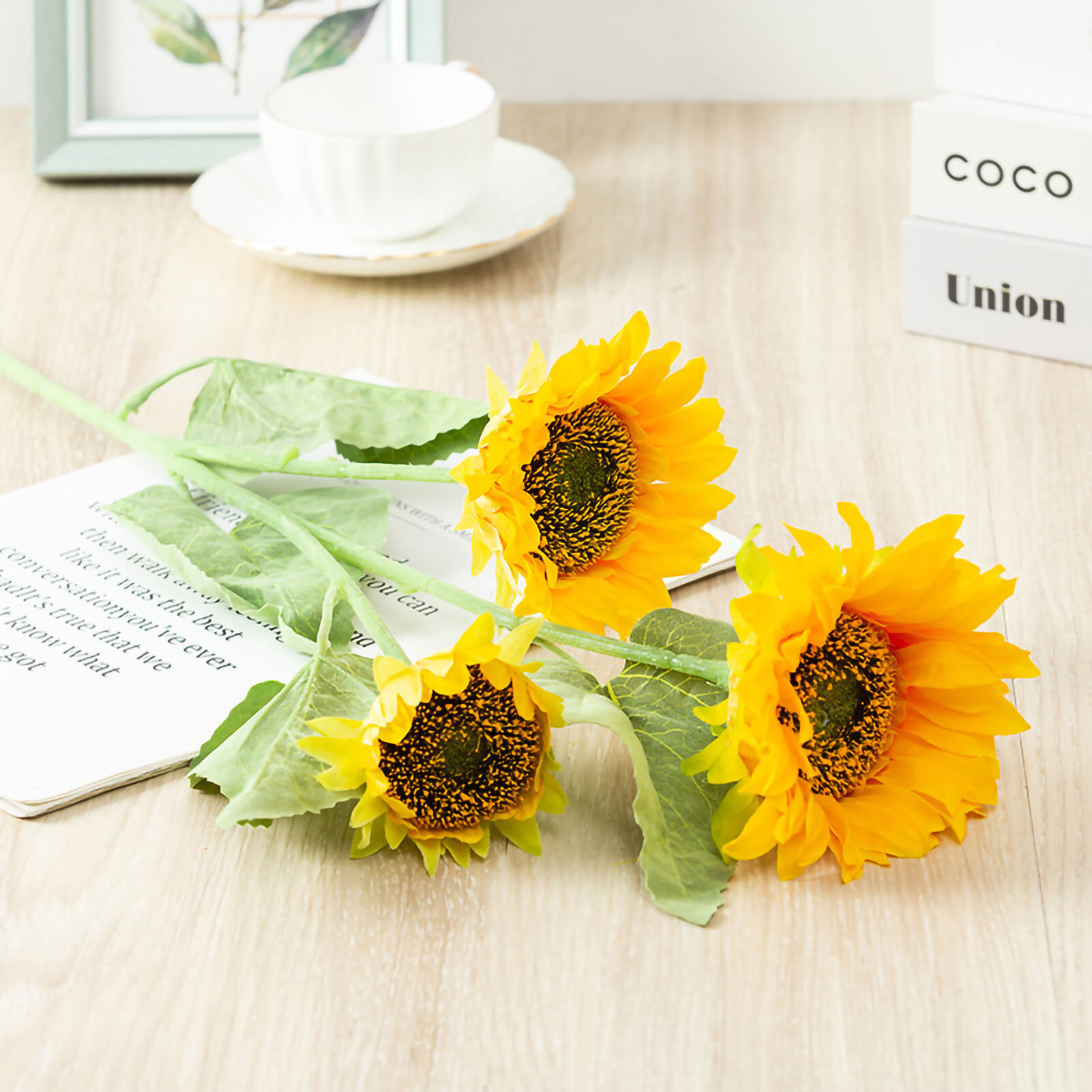 Искусственный подсолнух, имитация цветка, шелковая ткань для дома, гостиной, украшение для свадебного букета, реквизит 7 веток