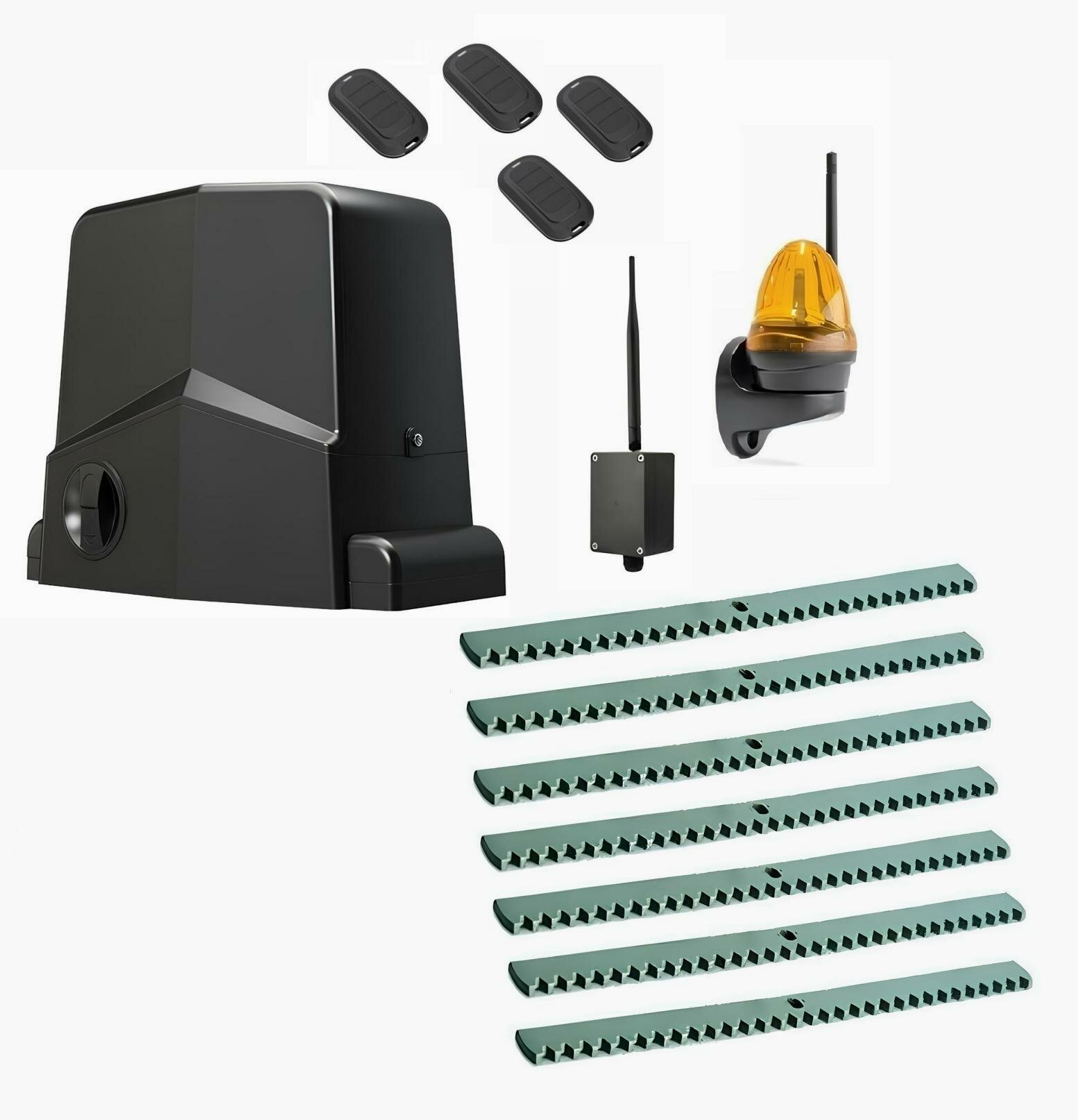 Автоматика для откатных ворот ARW-1000MKIT LK7-BT-T4, комплект: привод, сигнальная лампа, 4 пульта, 7 реек, Bluetooth-модуль