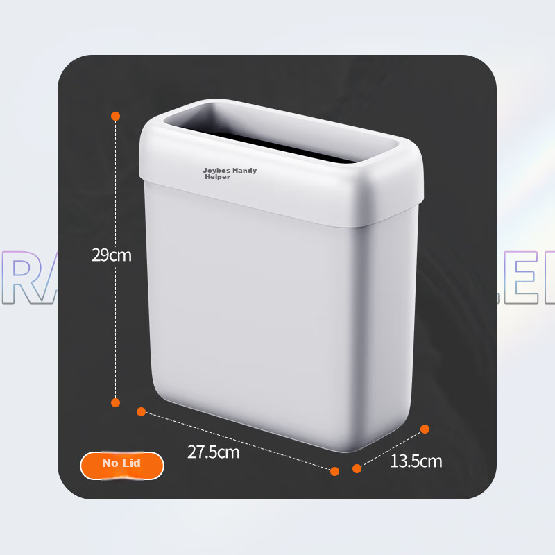 Jiabangshuo Slim Trash Can, Bathroom Toilet Push-Button Lidless, for Home Living Room Kitchen Bedroom, Popular Sorting Bin, Medium Size