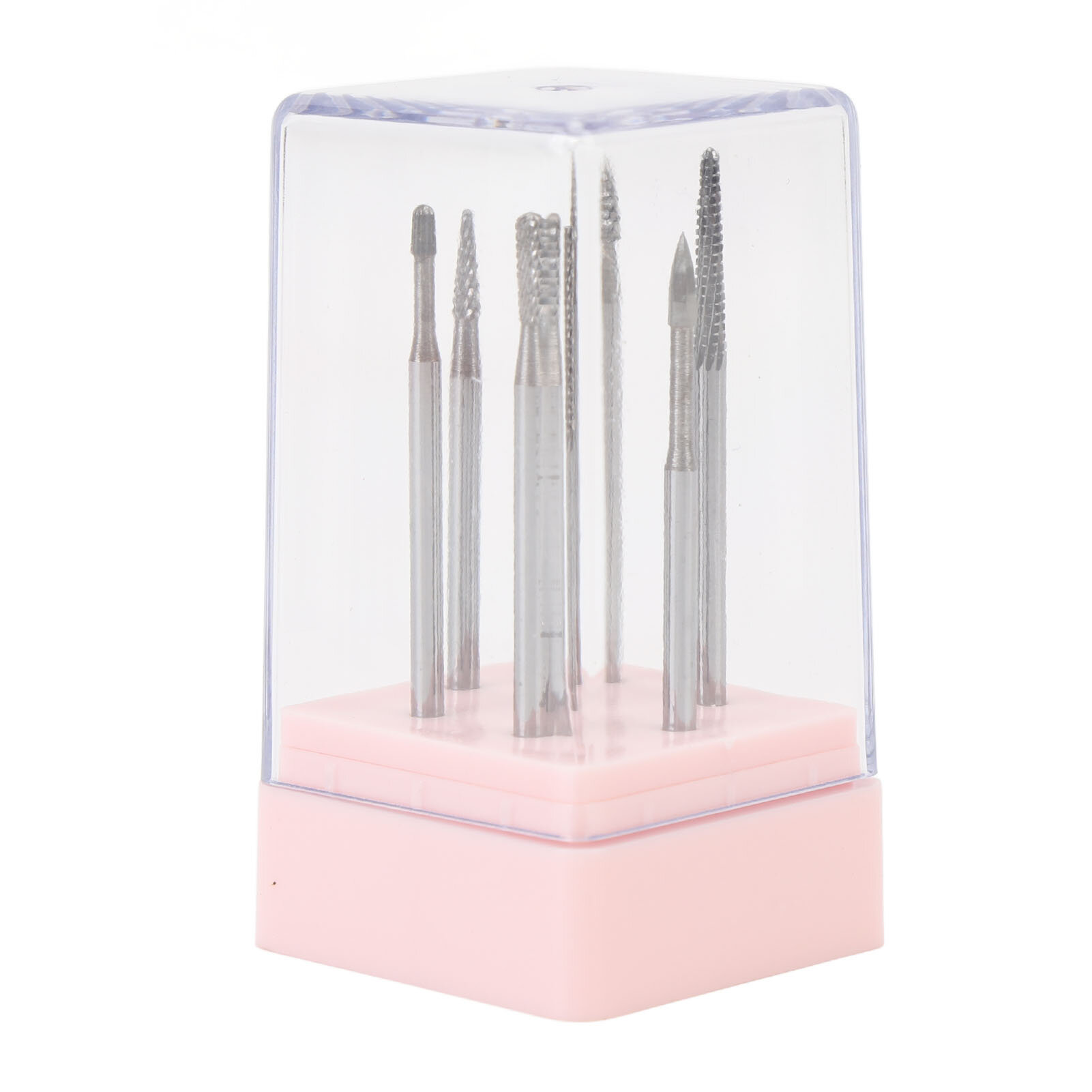 7pcs Nail Polish Removal Bits Set Tungsten Carbide Manicure Grinding Drill with Clear Storage Box
