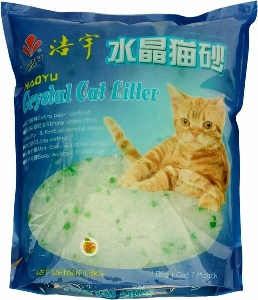 Наполнитель для кошачьего туалета Haoyu Crystal Cat Litter , силикагелевый, с ароматом яблока, 1,8 кг