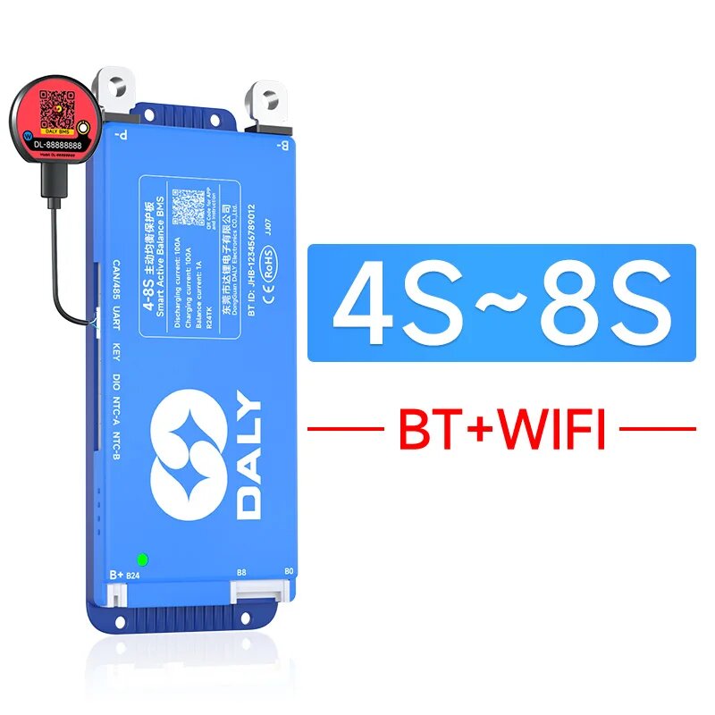 DALY 100 BALANCE BMS Bluetooth Батарейный модуль 200A, 4-8S BT WIFI UART