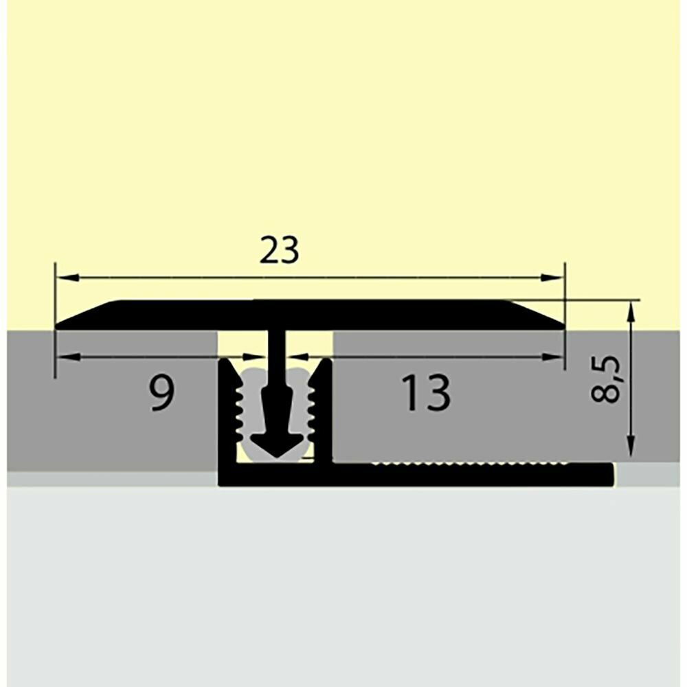 Порог алюминиевый стыкоперекрывающий разносторонний 900х23 мм Ясень серый