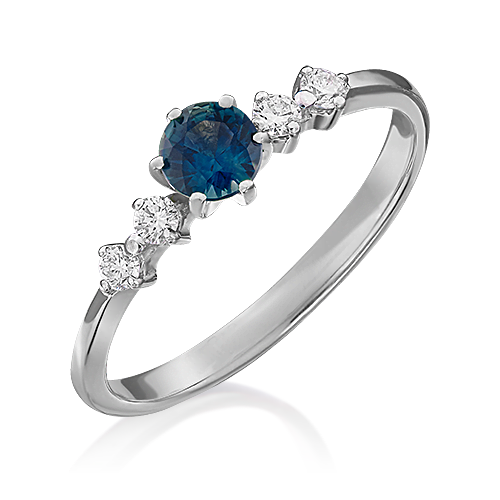 Кольцо, белое золото, 585 проба, бриллиант, сапфир