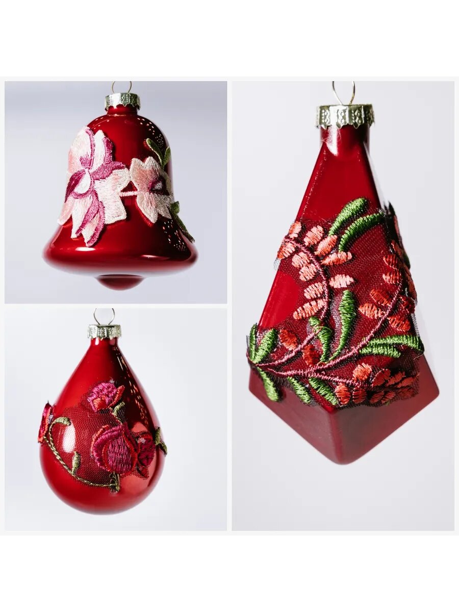 Стеклянные елочные игрушки набор 3шт.