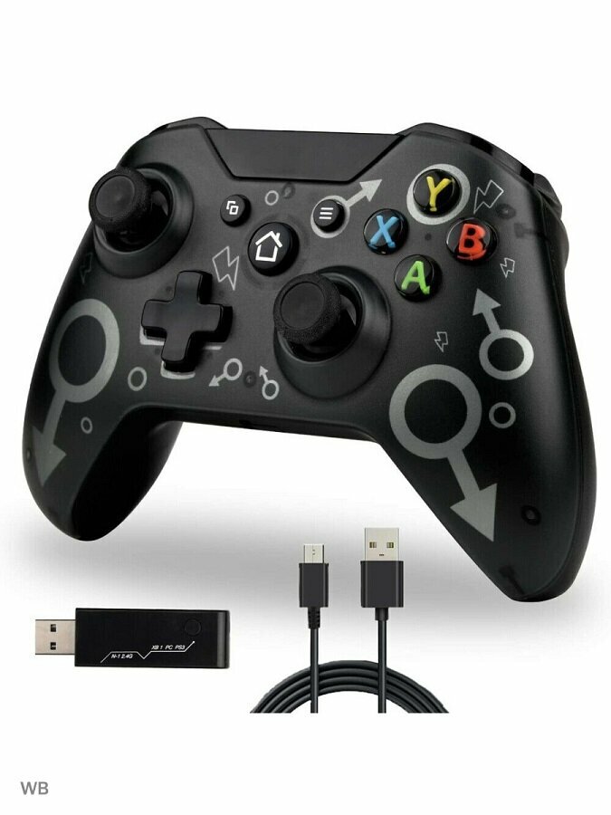 Геймпад беспроводной для Xbox One, One X/S, Xbox series X, PS3, ПК, с символом Марса, черный