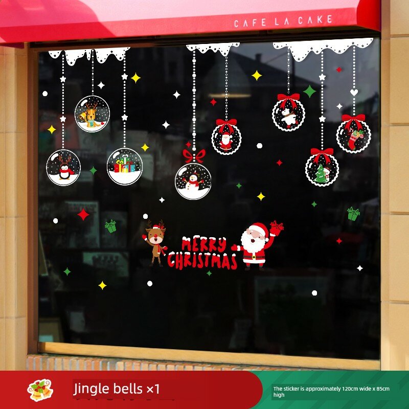 Новогодние стикеры на стекло с изображением Санта-Клауса, декор для дверей и окон, наклейки для оформления сцены на