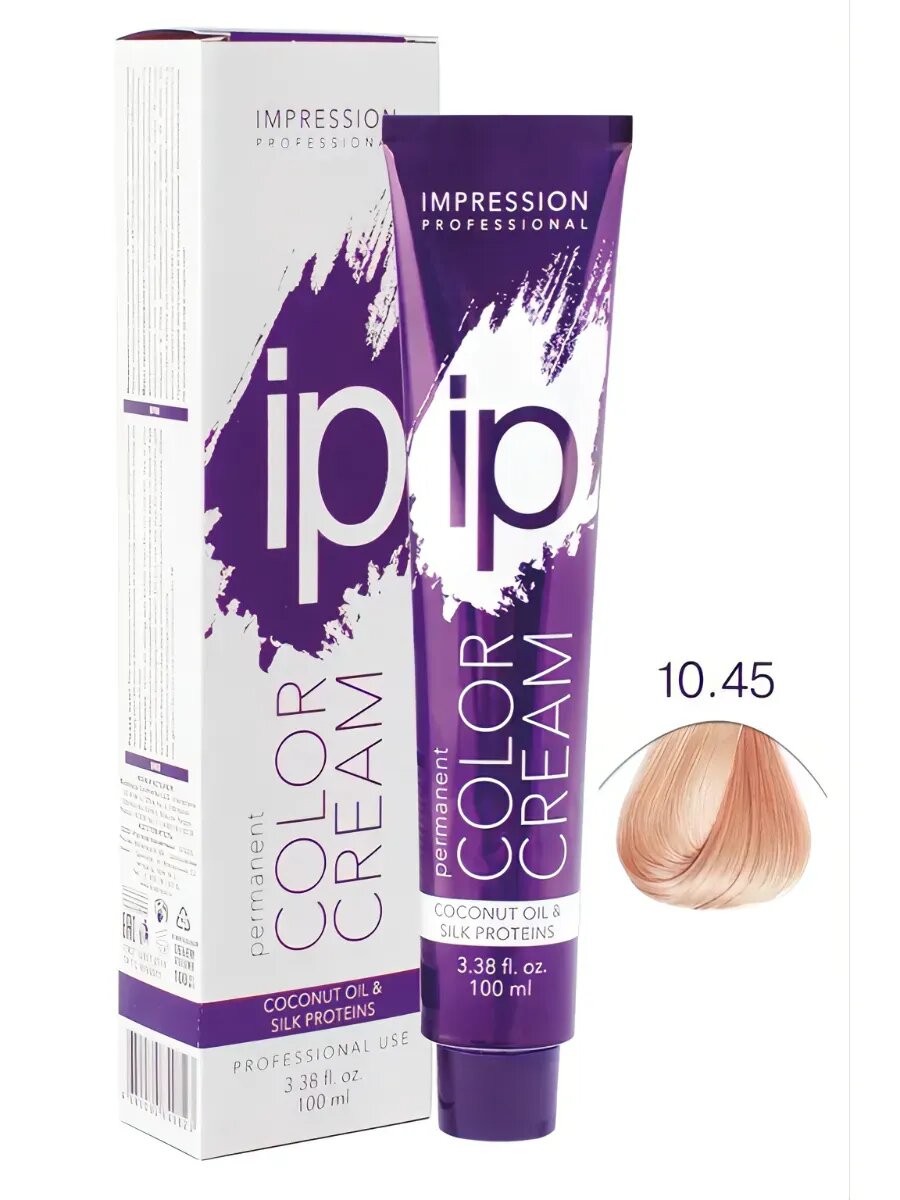 Стойкая крем-краска тон "Яркий блонд медно-красный 10.45"