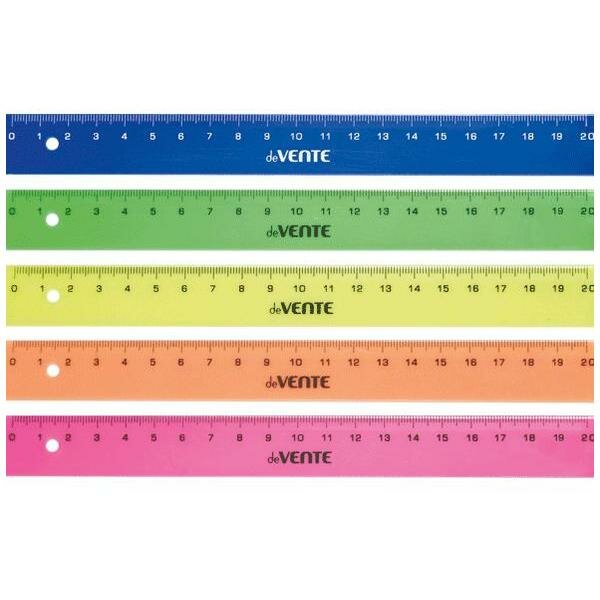Линейка пластиковая 20см, непрозрачная " deVente " ассорти, количество: 30 штук