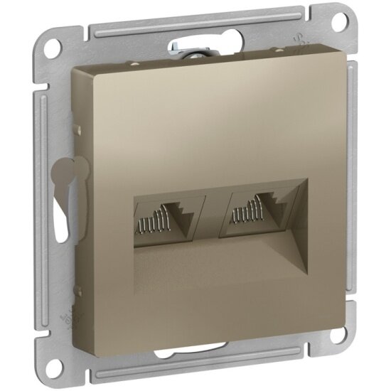 Розетка двойная компьютерная RJ45+RJ45 Systeme Electric (schneider Electric) SCHNEIDER ELECTRIC AtlasDesign, кат.5E, механизм, шампань