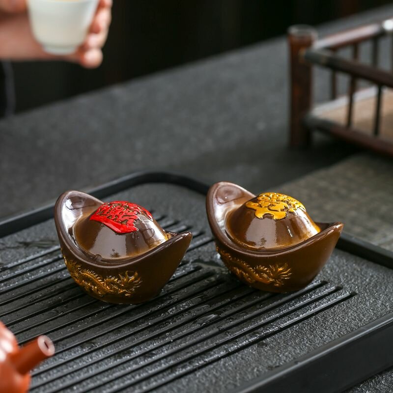Чайный домик, золотой слиток, меняющий цвет, чайный столик, поднос для чая, персонализированный, привлекающий богатство, национальный тренд, креативное премиальное украшение, которое можно развивать