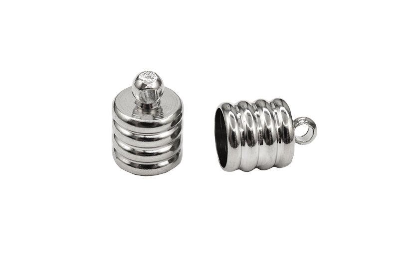 Концевик 11х8мм, внутренний диаметр 6,5мм, отверстие 1,5мм, цвет платина, латунь, 01-086, 2шт