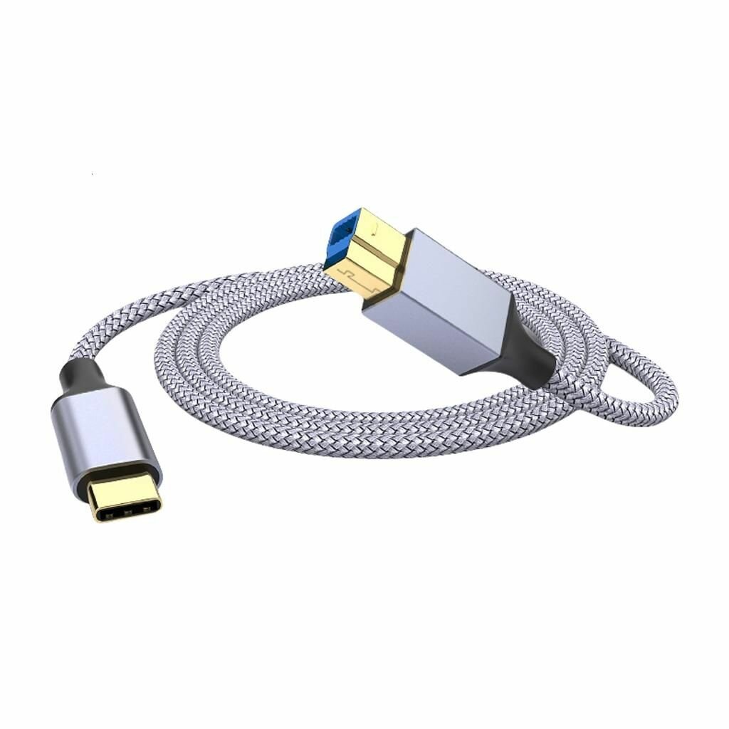 Кабель Type C to USB B для принтеров, широкая совместимость, гибкая оплетка, - 0,5 метра