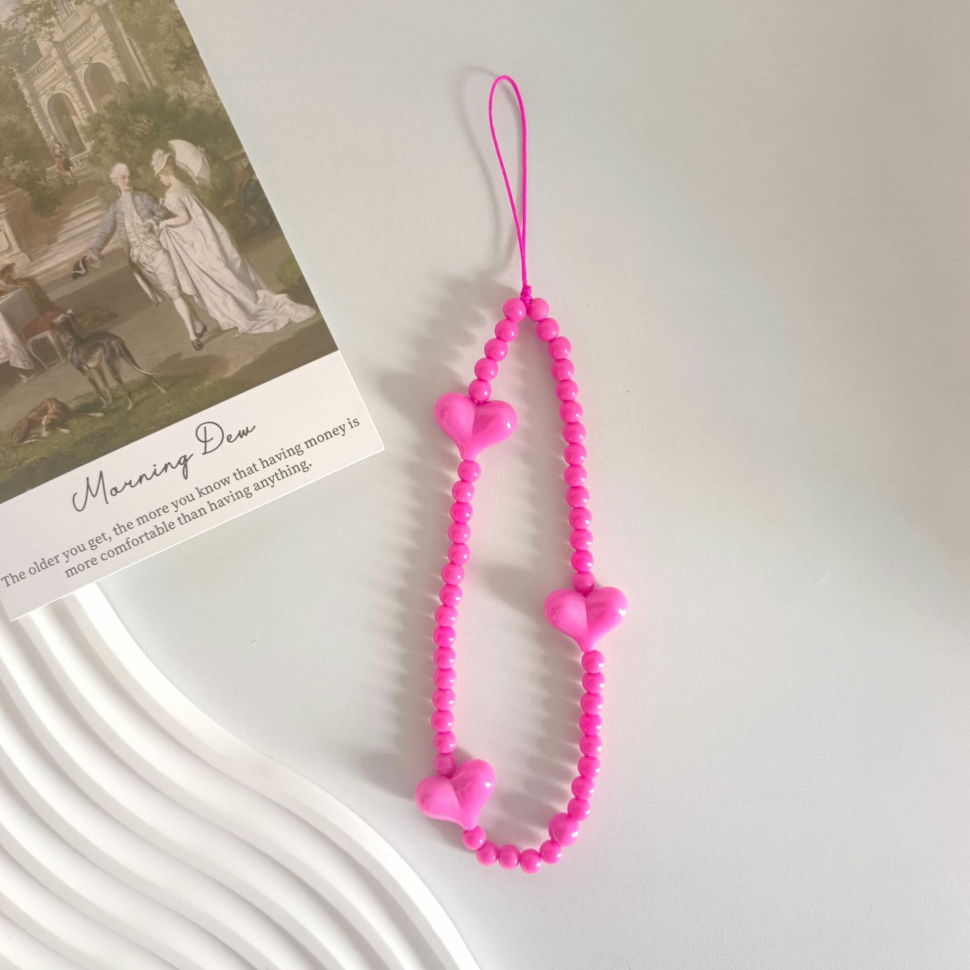 Розовая цепочка для телефона в стиле миллениума Y2K, сладкая горячая девушка, шнурок для камеры CCD, бисерная ручная портативная цепочка для девочек