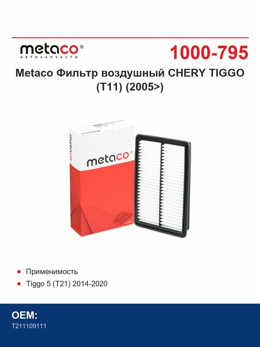 Metaco Фильтр воздушный CHERY TIGGO (T11) (2005>)
