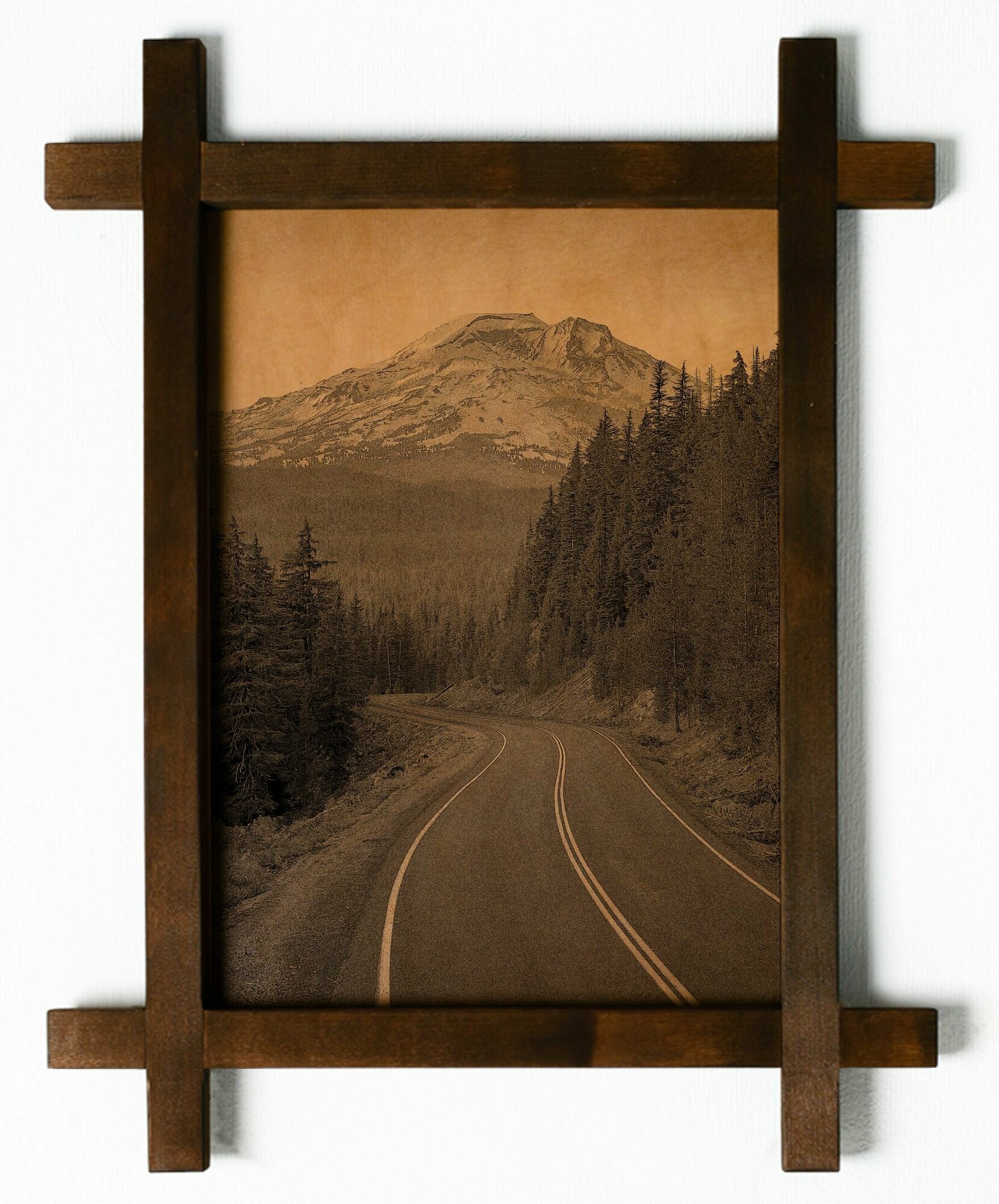 Картина интерьерная из кожи "Дорога в горы", BoomGift