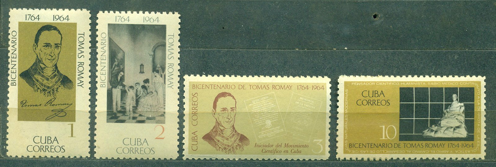 Почтовые марки Куба 1964г. "200-летие со дня рождения доктора Томаса Ромей, Ученый, 1764-1849" Ученые MNH